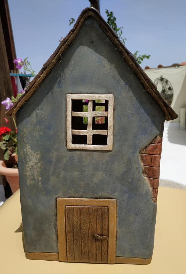 Clay Creations/blue Clay House/clay Light/decor House/sculpture/airdry ...