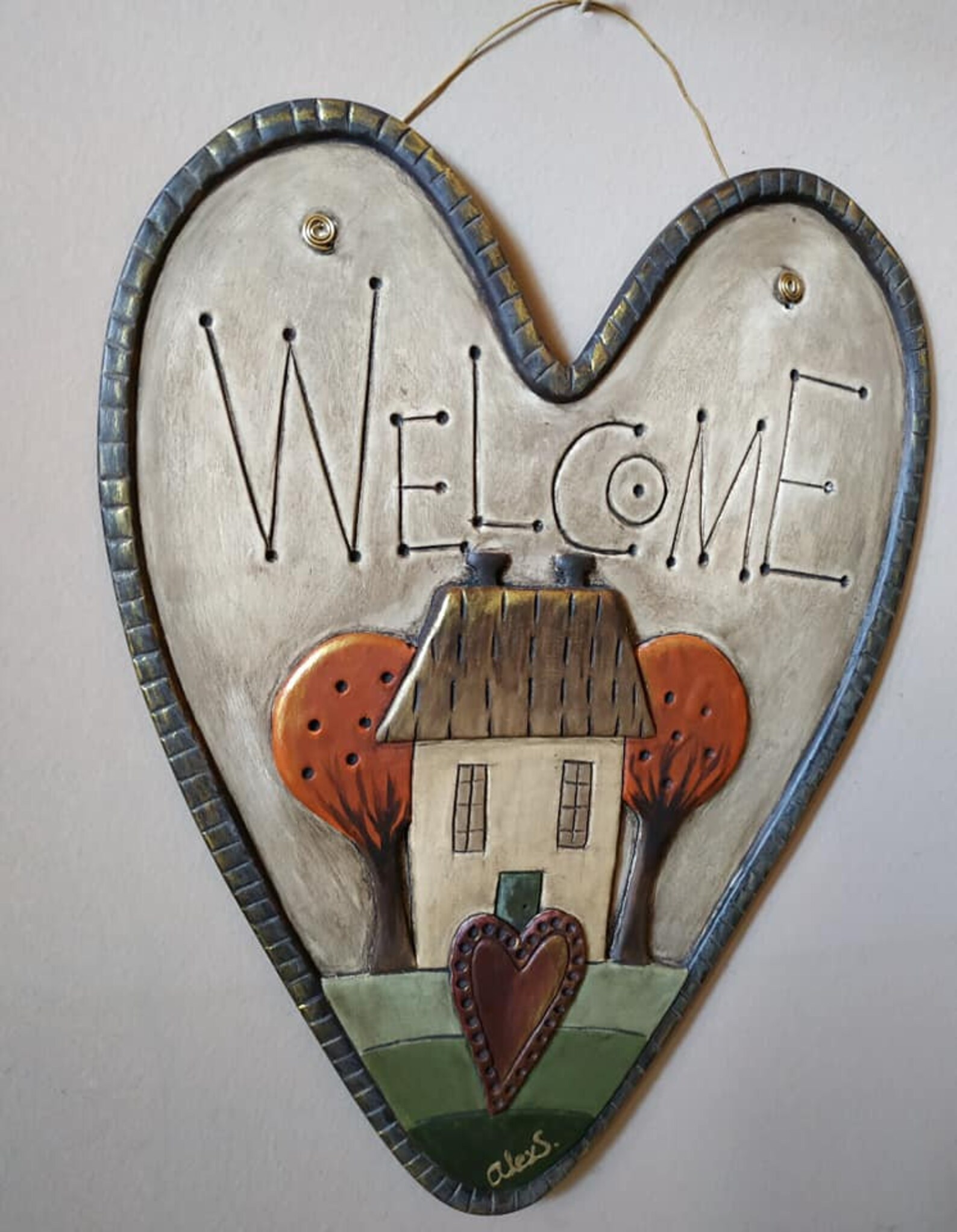 Welcome Hand Crafted Wall Hanging/clay Decor/air Dry Clay Welcome Sign ...