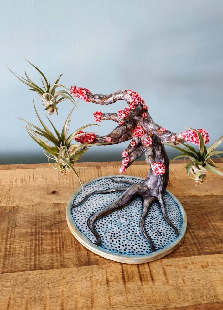Clay Tree With Real Air Plants and Epoxy Finish/ Handmade Tabletop ...