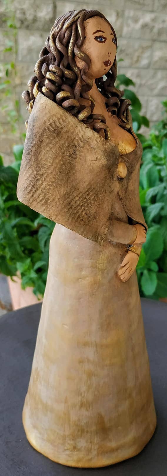 Air Dry Clay Woman Figurine in Gold Dress/air Dry Clay Gift/handmade ...
