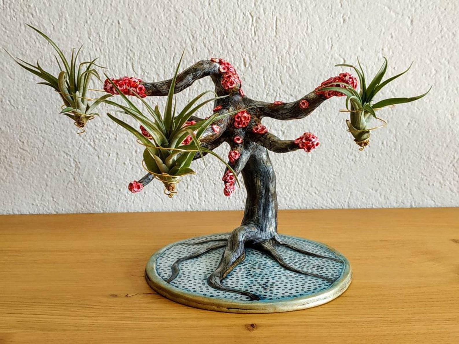 Clay Tree With Real Air Plants and Epoxy Finish/ Handmade Tabletop ...