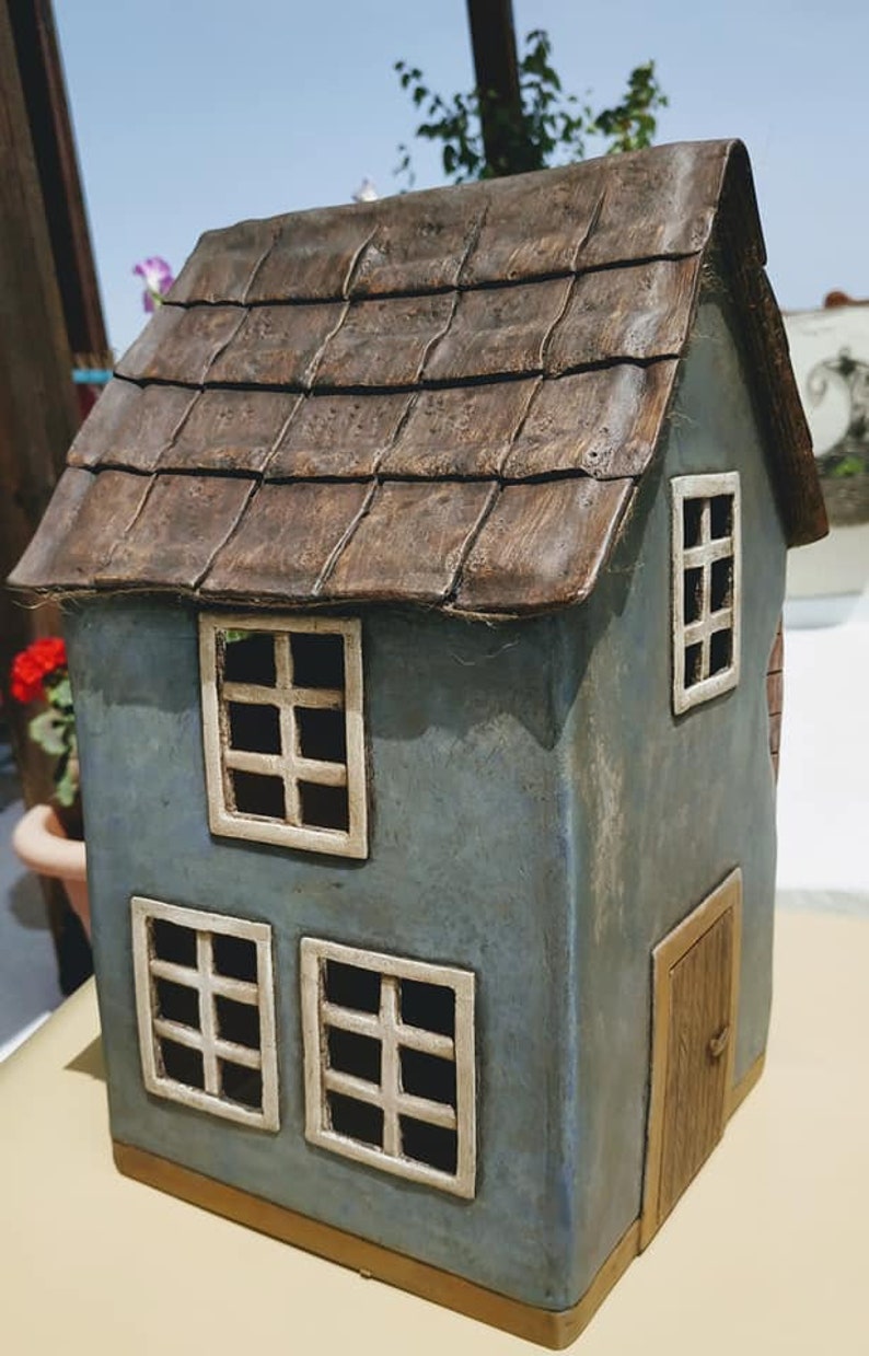 Clay Creations/blue Clay House/clay Light/decor House/sculpture/airdry ...