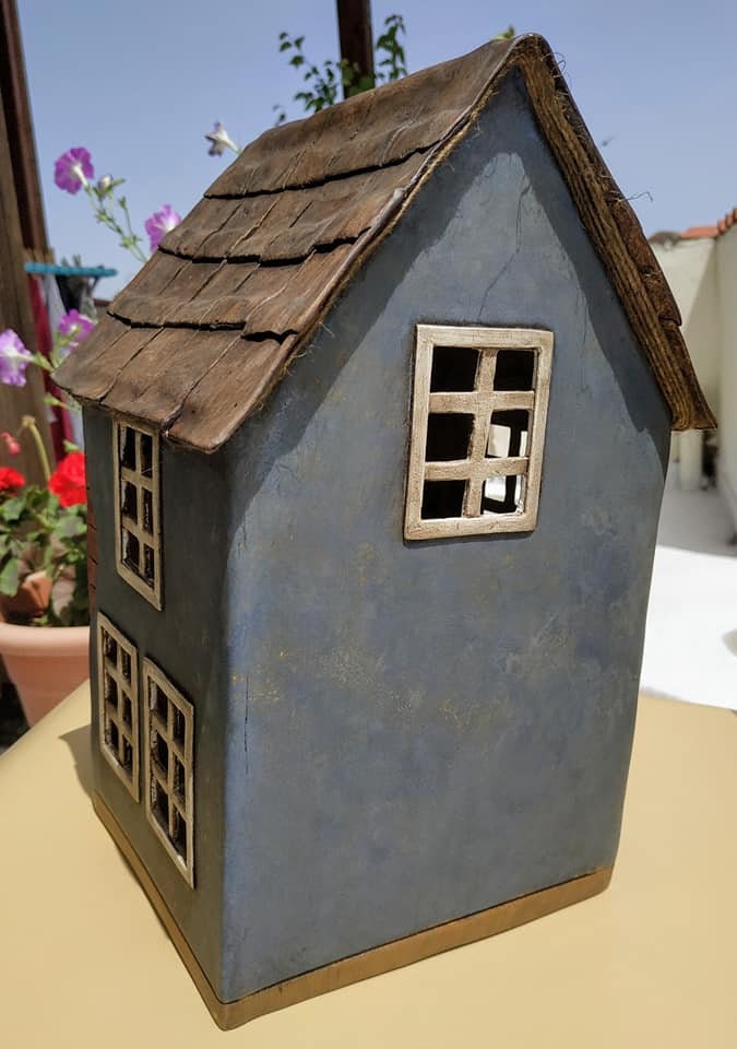Clay Creations/blue Clay House/clay Light/decor House/sculpture/airdry ...