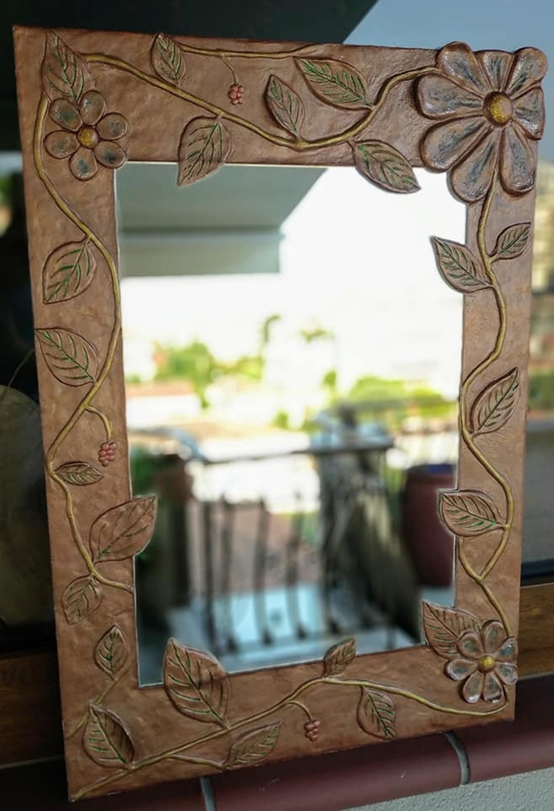 Handmade Clay Mirror/air Dry Clay Mirror/handmade Gift/wall Hanging ...