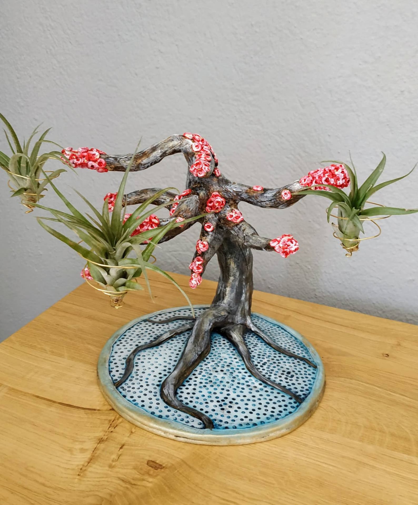 Clay Tree With Real Air Plants and Epoxy Finish/ Handmade Tabletop ...