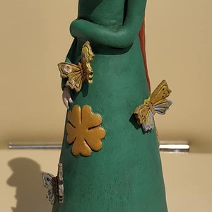 Female Sculptureair Dry Clay Woman Figurine/girl in Green Sculpture ...