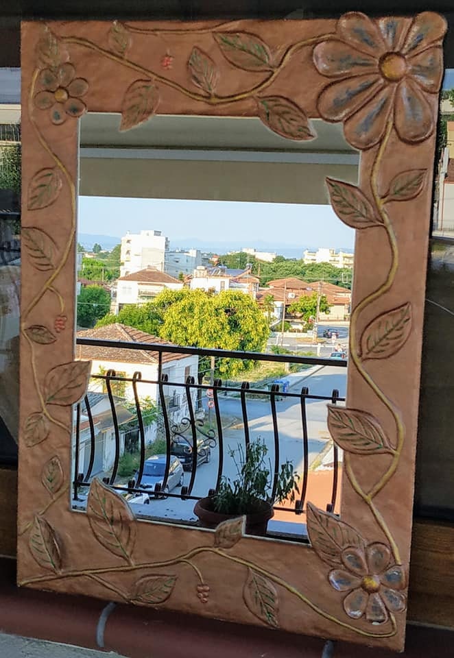 Handmade Clay Mirror/air Dry Clay Mirror/handmade Gift/wall Hanging ...