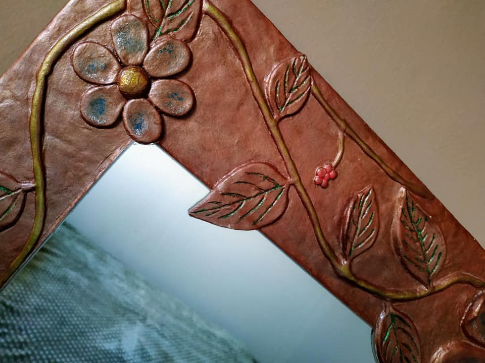 Handmade Clay Mirror/air Dry Clay Mirror/handmade Gift/wall Hanging ...