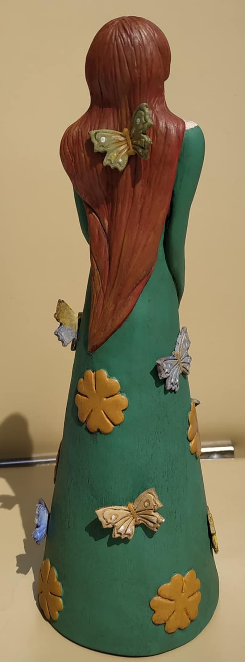 Female Sculptureair Dry Clay Woman Figurine/girl in Green Sculpture ...