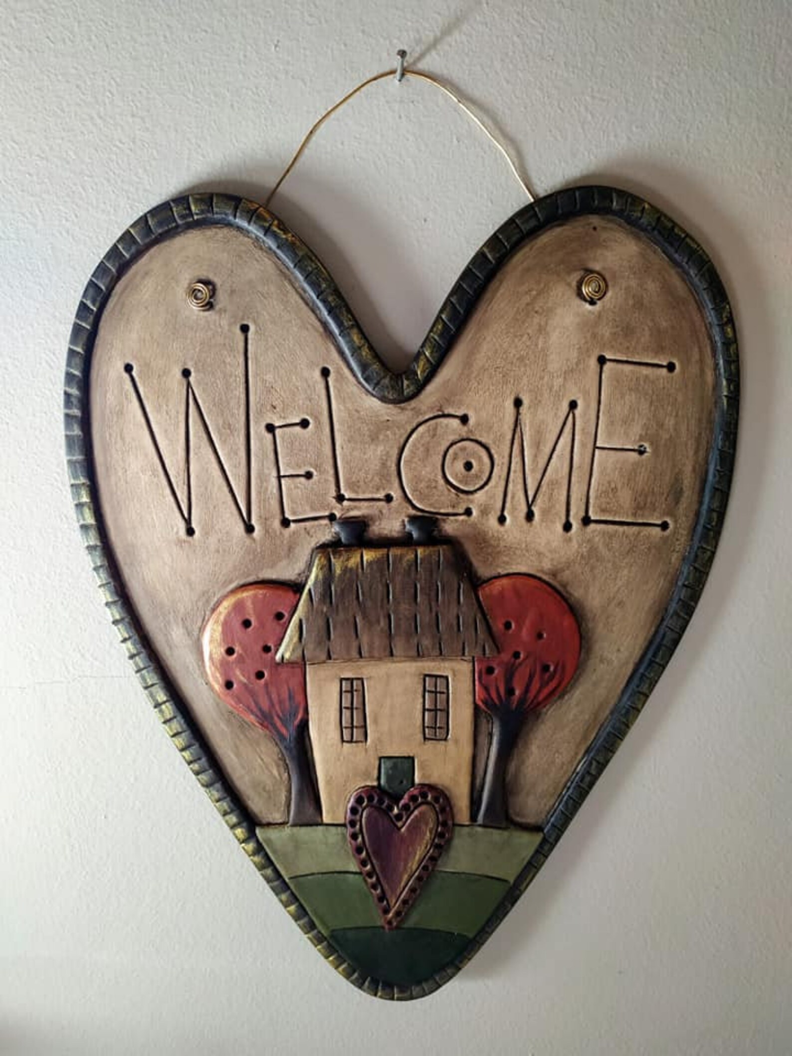 Welcome Hand Crafted Wall Hanging/clay Decor/air Dry Clay Welcome Sign ...