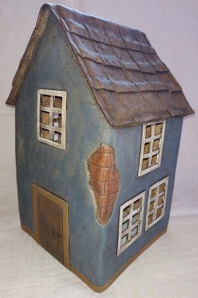 Clay Creations/blue Clay House/clay Light/decor House/sculpture/airdry ...