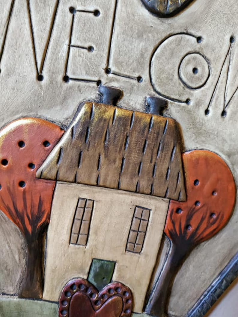 Welcome Hand Crafted Wall Hanging/clay Decor/air Dry Clay Welcome Sign ...
