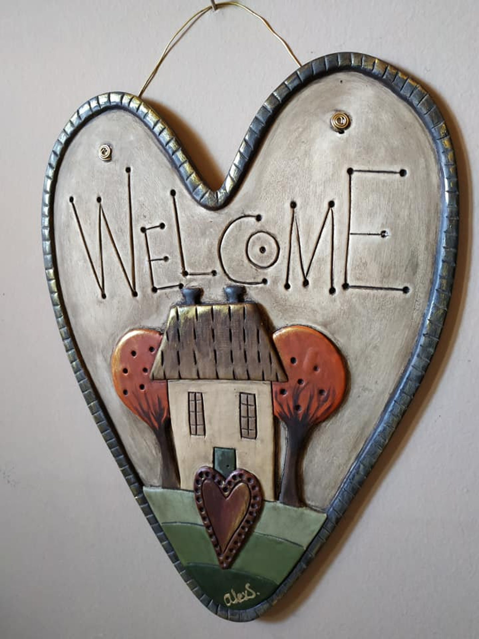 Welcome Hand Crafted Wall Hanging/clay Decor/air Dry Clay Welcome Sign ...