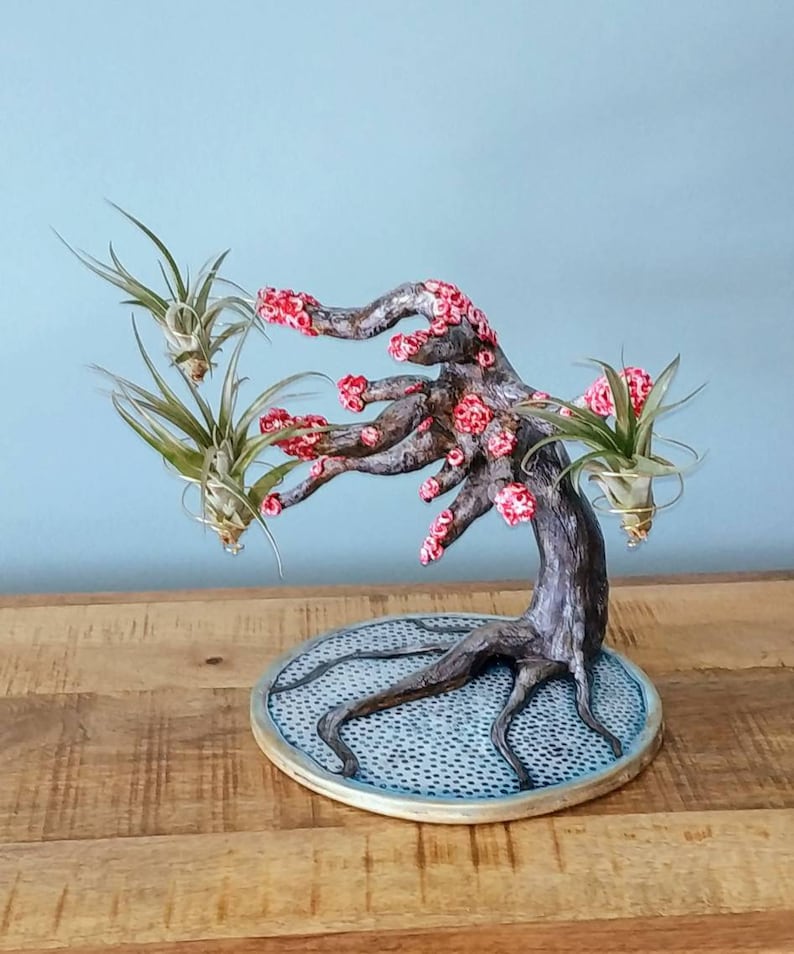 Clay Tree With Real Air Plants and Epoxy Finish/ Handmade Tabletop ...