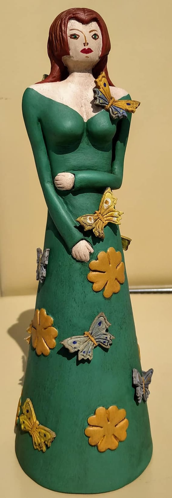 Female Sculptureair Dry Clay Woman Figurine/girl in Green | Etsy