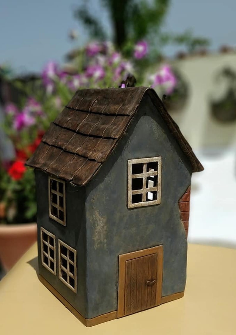 Clay Creations/blue Clay House/clay Light/decor House/sculpture/airdry ...
