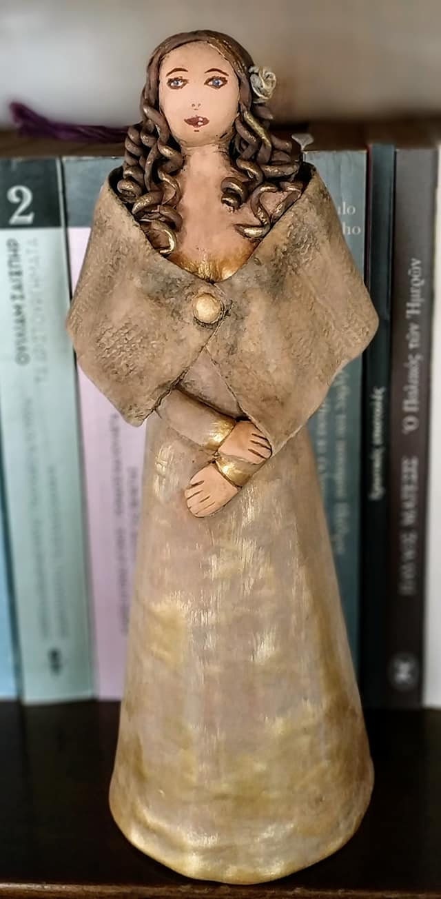Air Dry Clay Woman Figurine in Gold Dress/air Dry Clay Gift/handmade ...