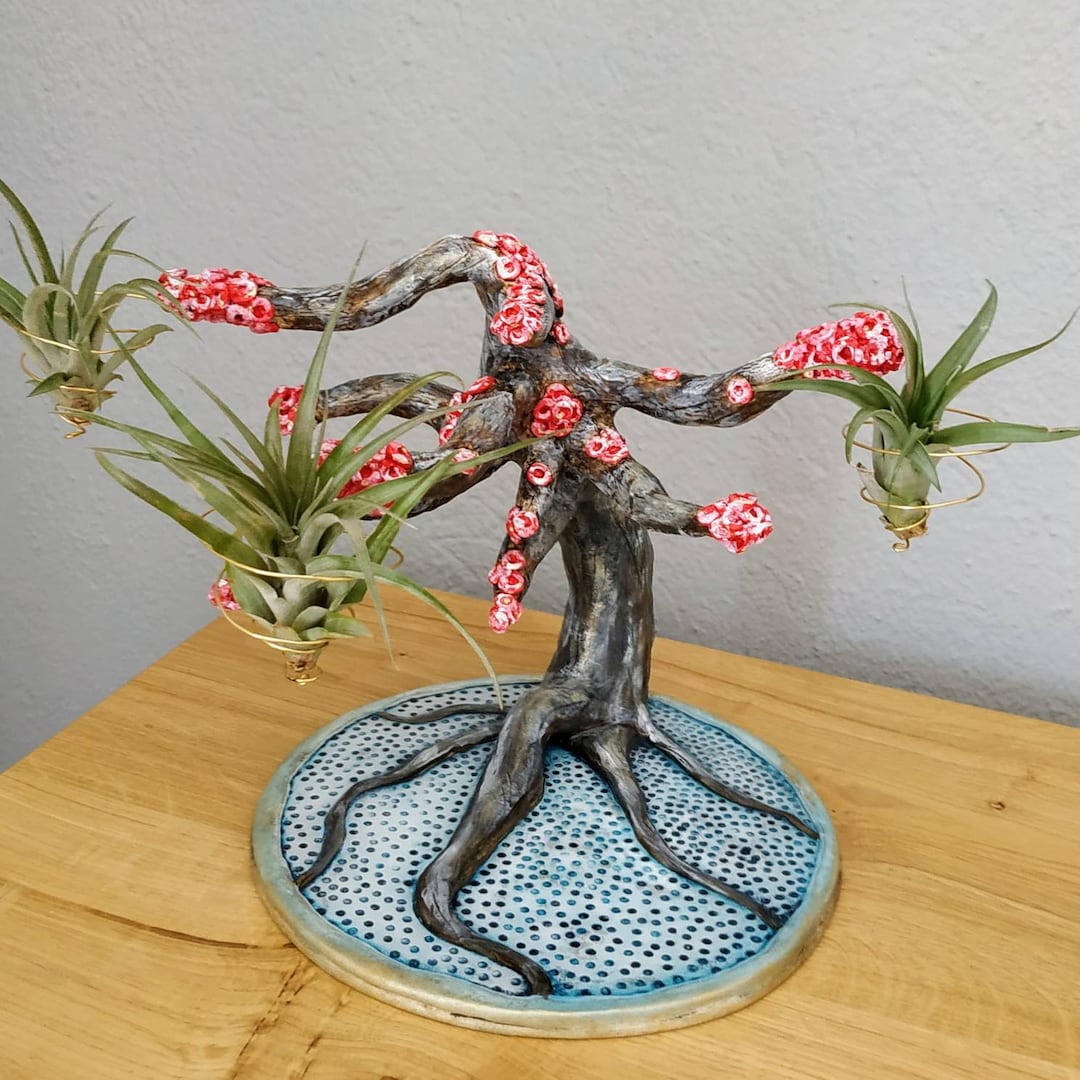 Clay Tree With Real Air Plants and Epoxy Finish/ Handmade Tabletop ...