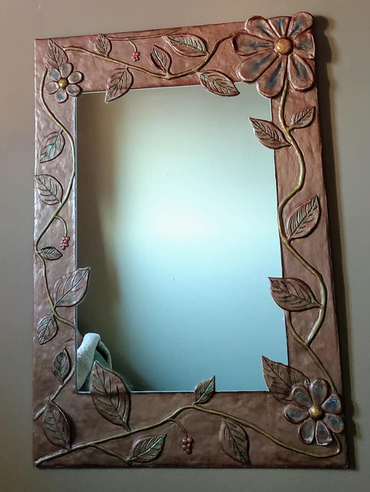 Handmade Clay Mirror/air Dry Clay Mirror/handmade Gift/wall Hanging ...