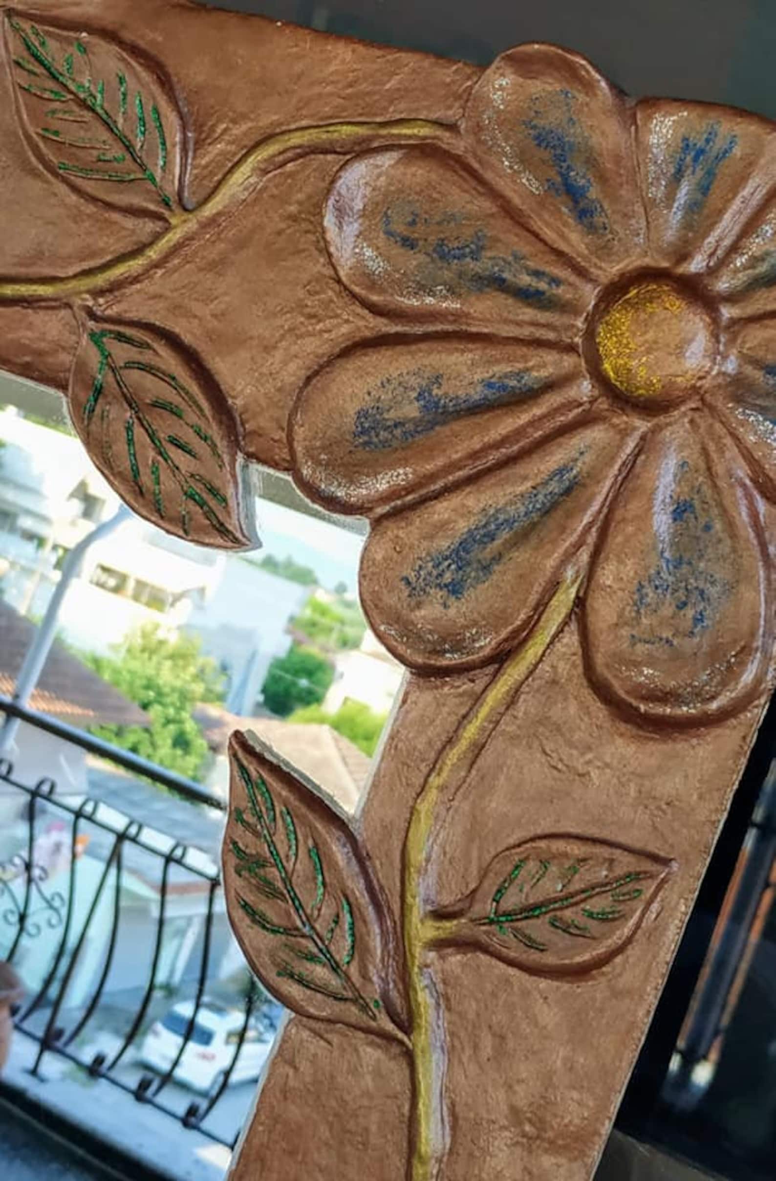 Handmade Clay Mirror/air Dry Clay Mirror/handmade Gift/wall Hanging ...