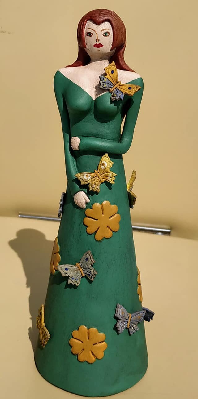 Female Sculptureair Dry Clay Woman Figurine/girl in Green Sculpture ...