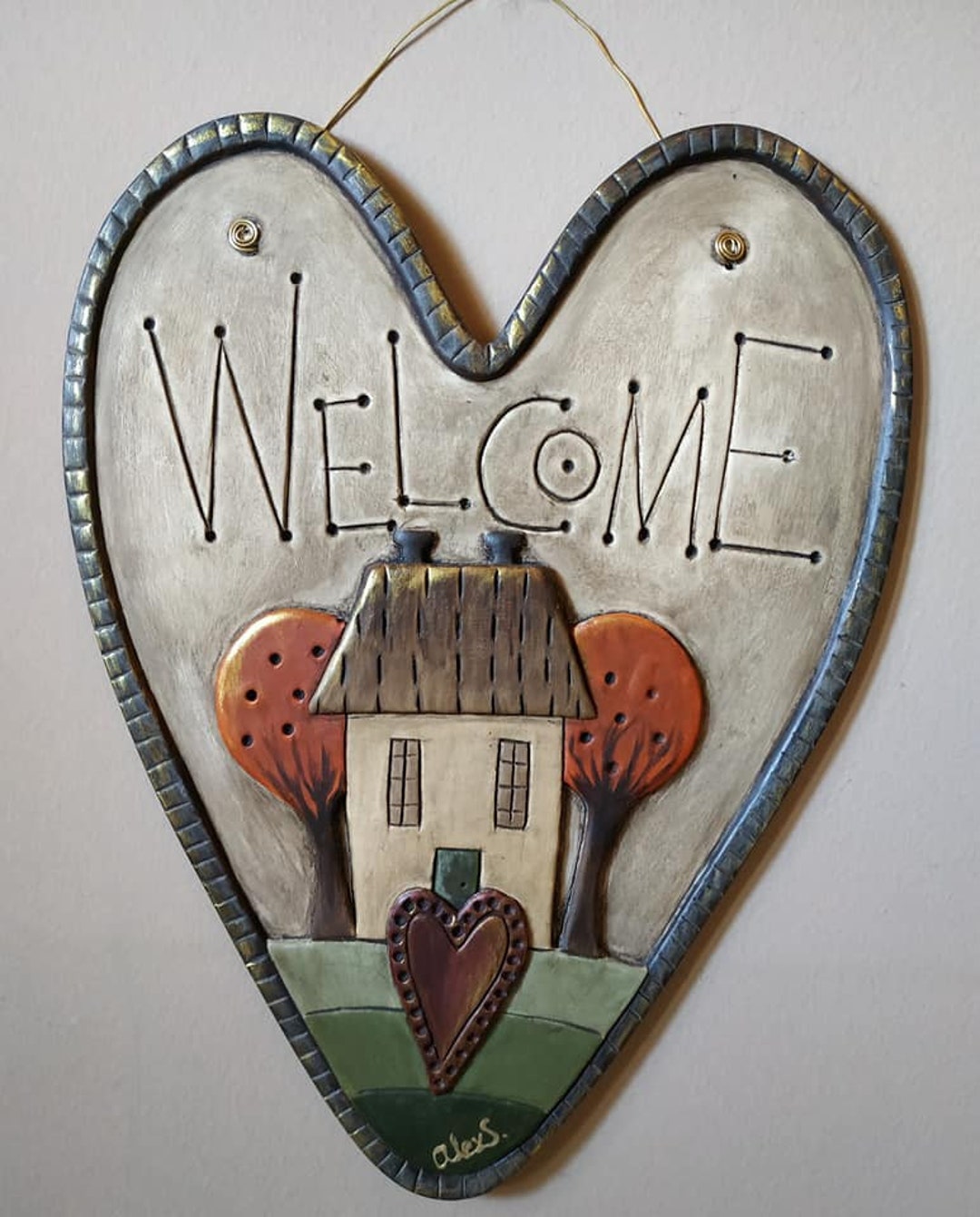 Welcome Hand Crafted Wall Hanging/clay Decor/air Dry Clay Welcome Sign ...