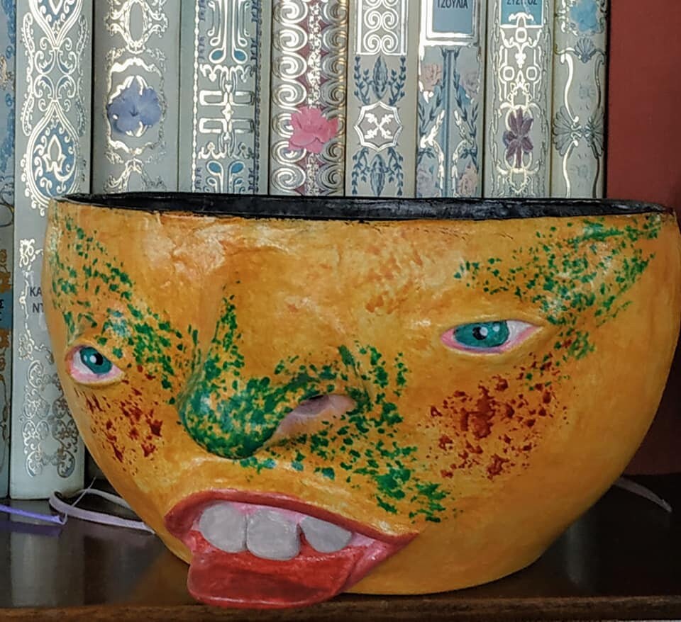 Handmade Yellow Face Yarn Bowl/knitting Bowl/air Dry Clay Bowl/knitting ...