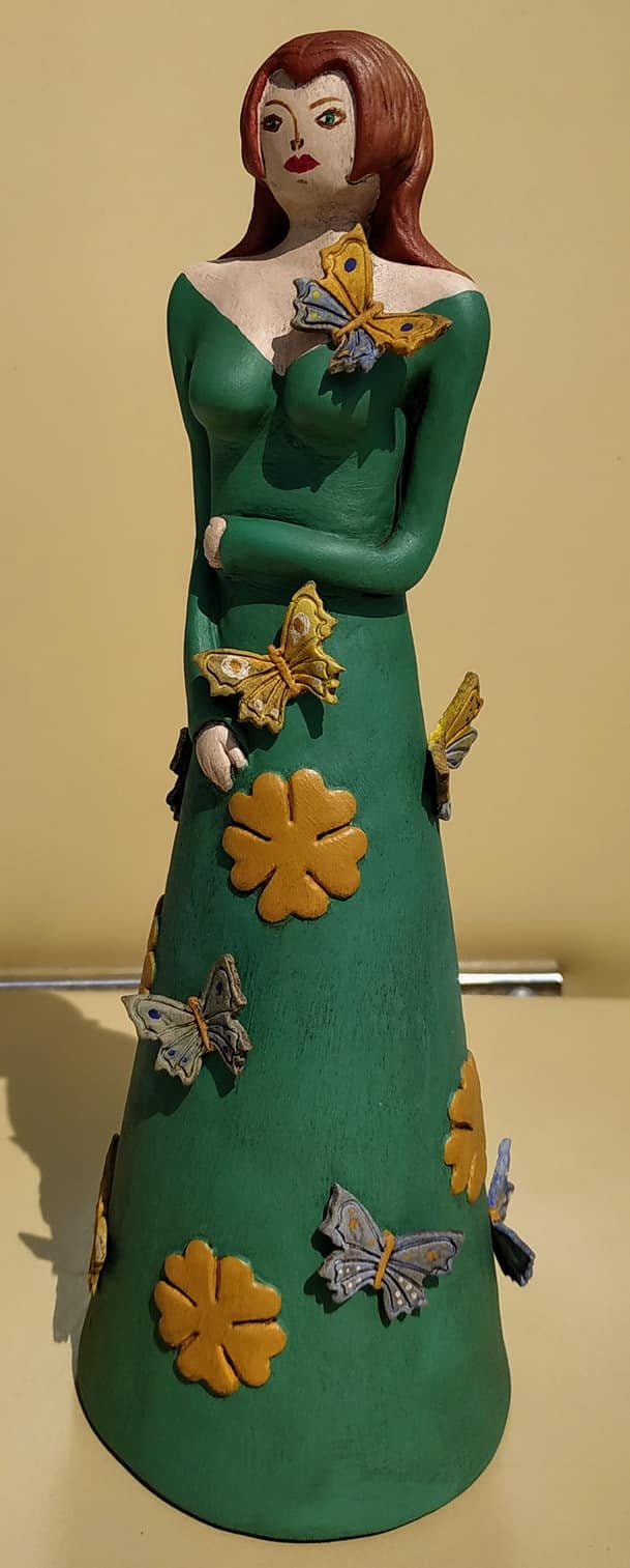 Female Sculptureair Dry Clay Woman Figurine/girl in Green Sculpture ...