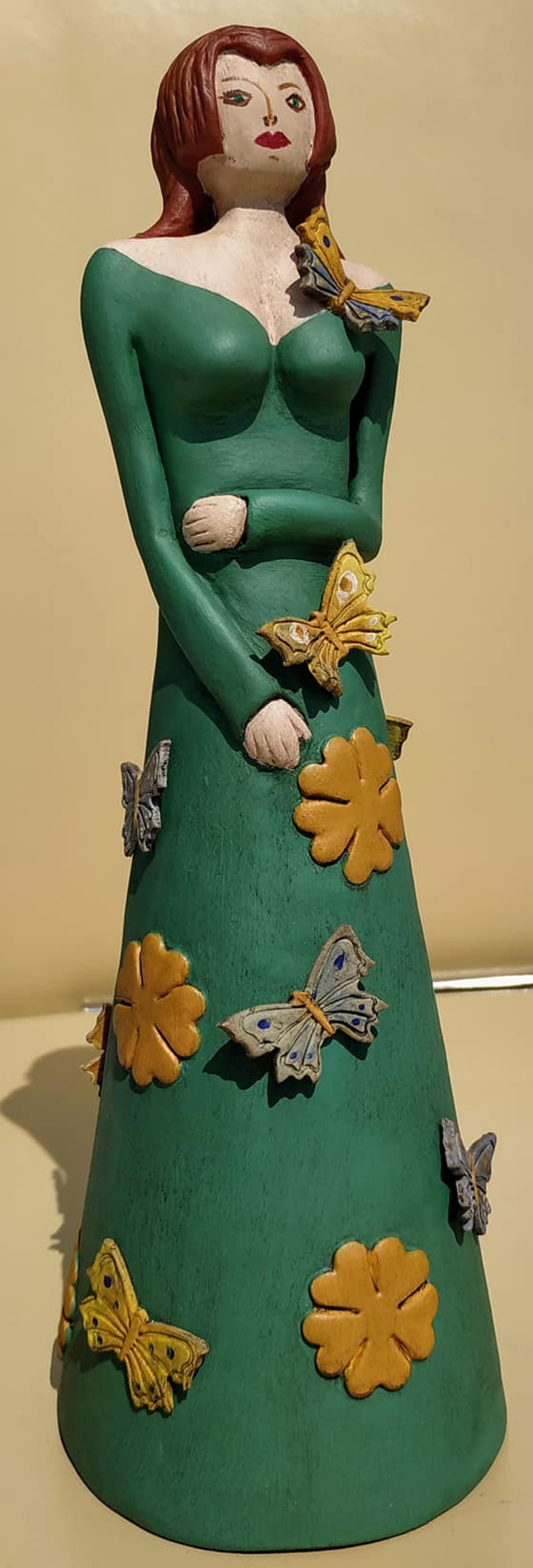 Female Sculptureair Dry Clay Woman Figurine/girl in Green | Etsy