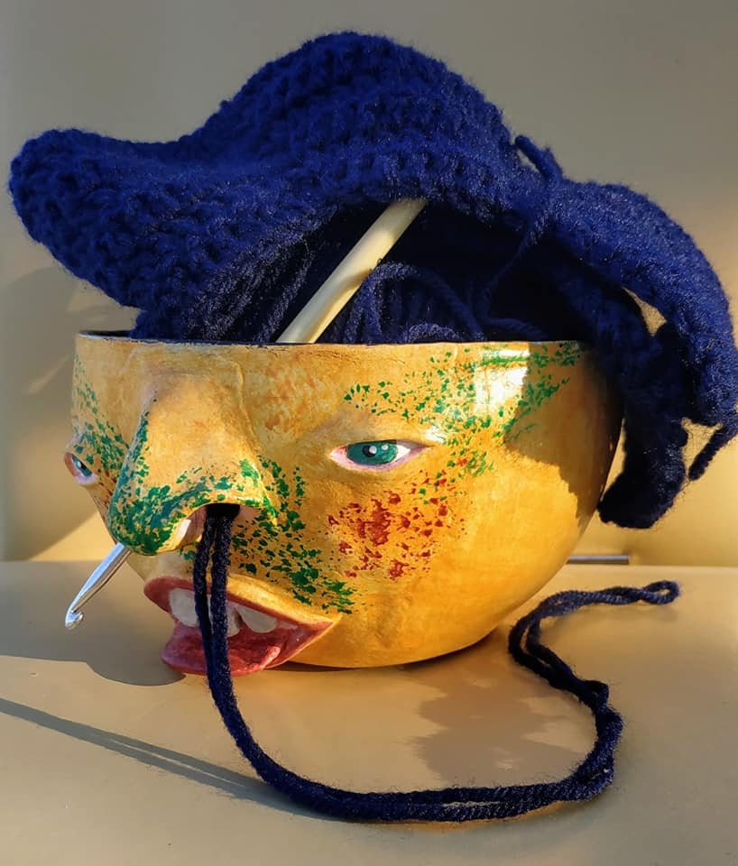 Handmade Yellow Face Yarn Bowl/knitting Bowl/air Dry Clay Bowl/knitting ...