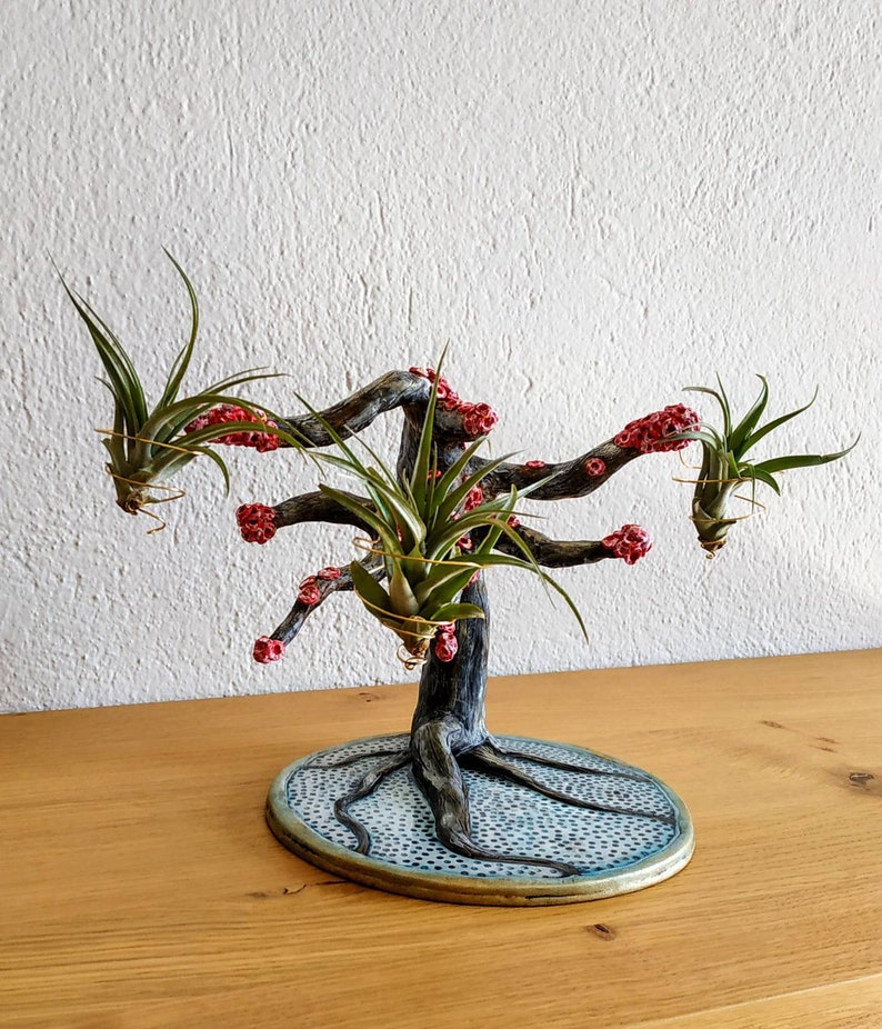 Clay Tree With Real Air Plants and Epoxy Finish/ Handmade Tabletop ...