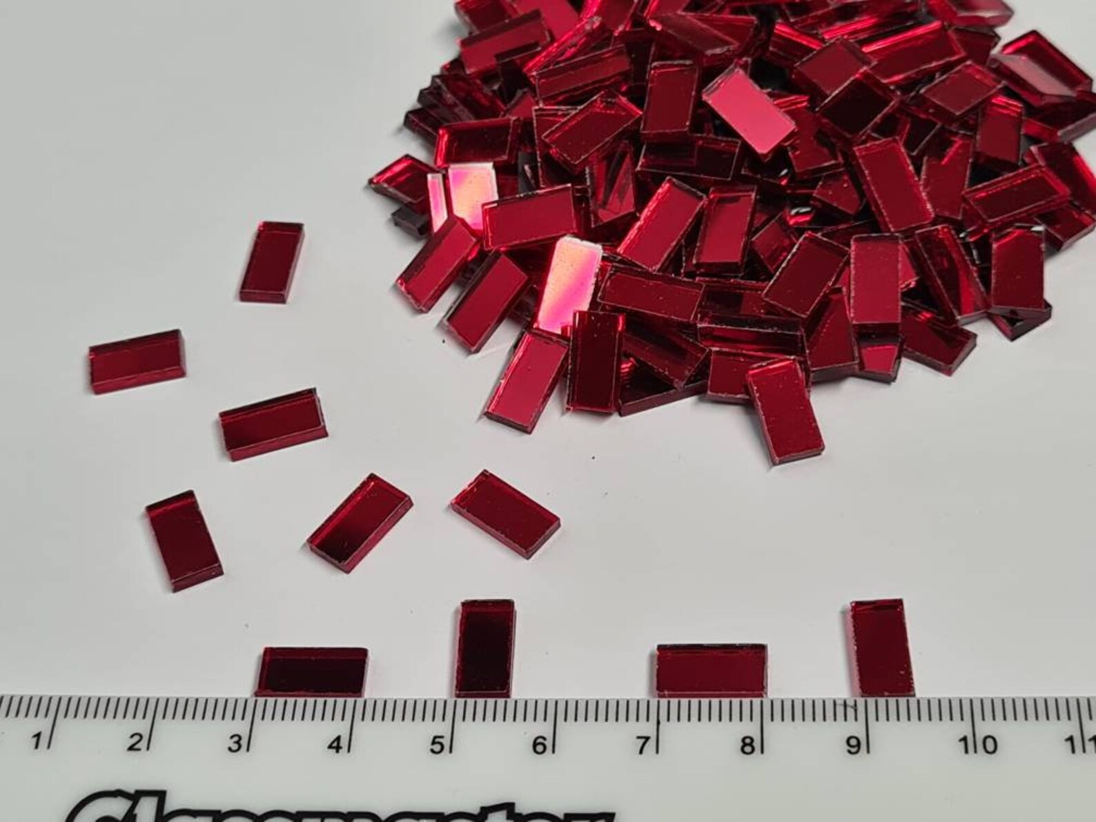 150 Pieces, Red Ruby Glass Mirror Tiles, Size Approx 0.5 X 1 Cm ...