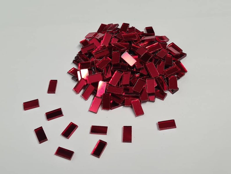 150 Pieces, Red Ruby Glass Mirror Tiles, Size Approx 0.5 X 1 Cm ...