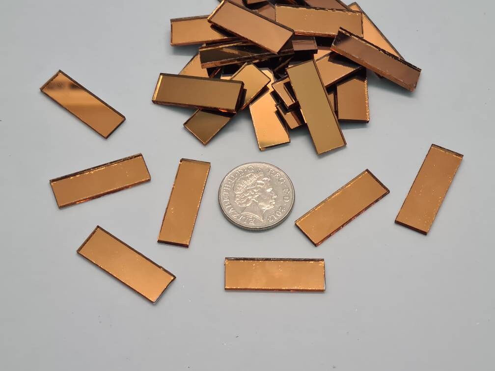 30 Copper Bronze Glass Mirror Tiles, Art & Craft (1x3cm) - Etsy