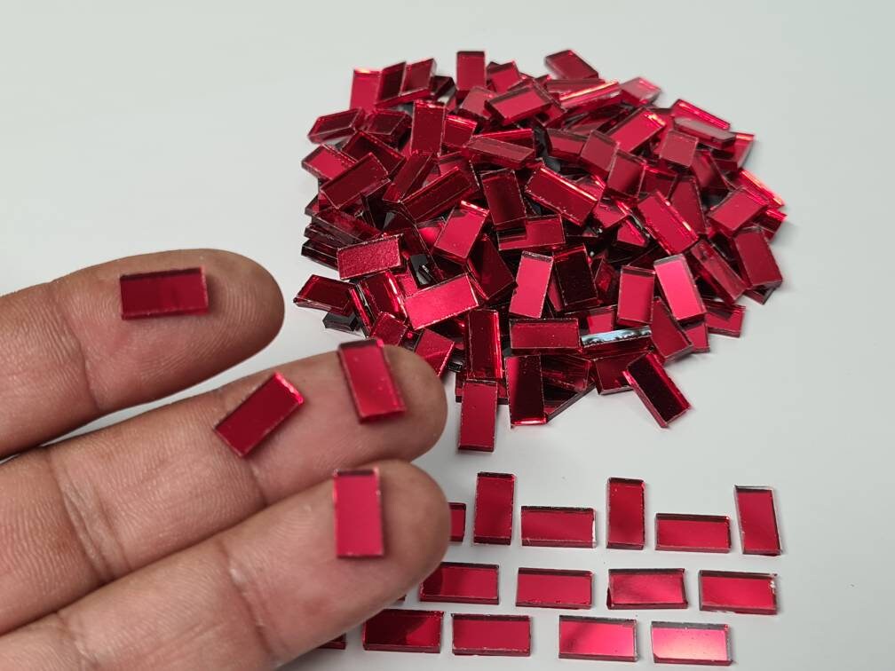 150 Pieces, Red Ruby Glass Mirror Tiles, Size Approx 0.5 X 1 Cm ...