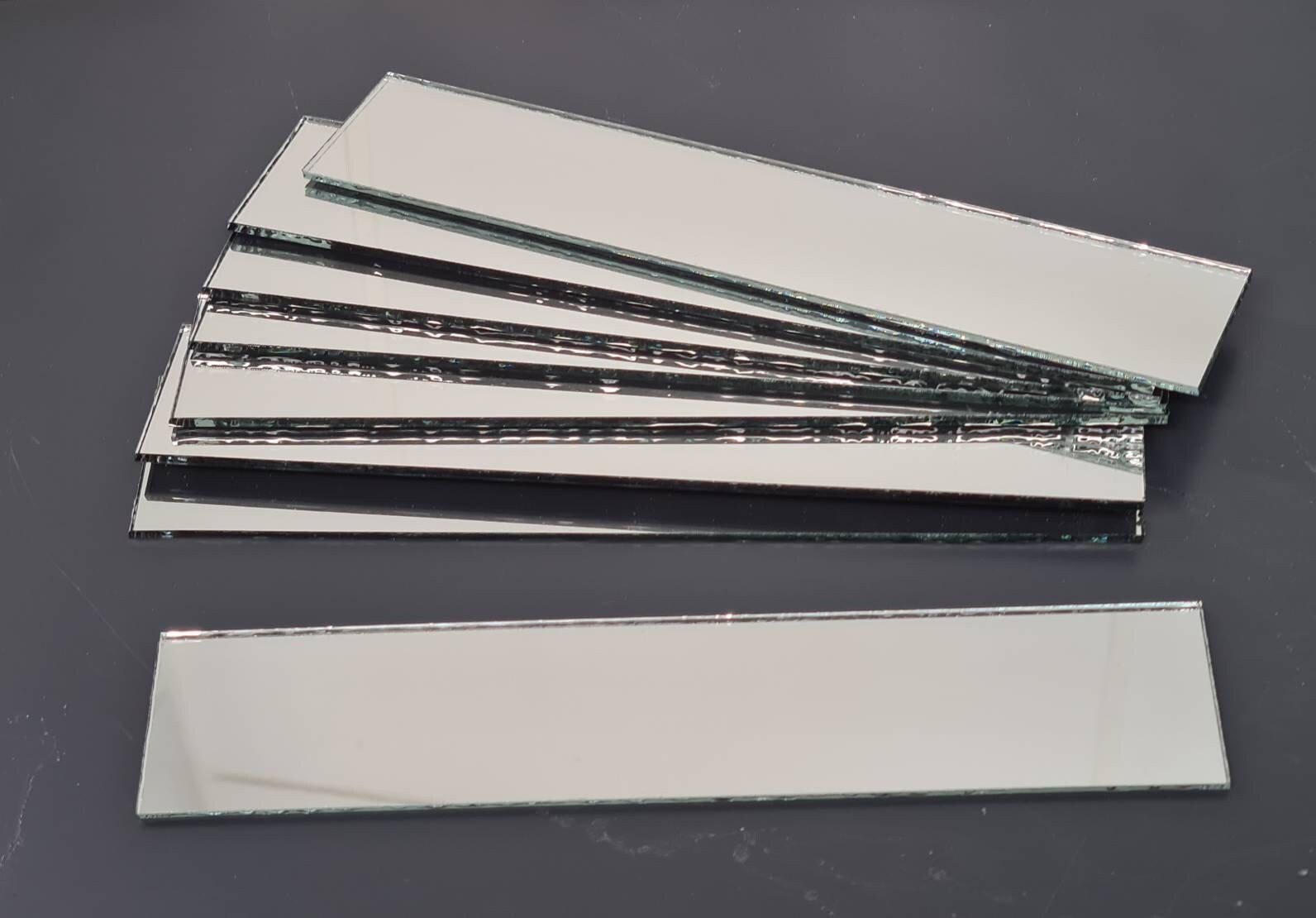 8 Pieces, Silver Glass Mirror Tiles, Size Approx: 8 X 3 CM, 2 Mm ...