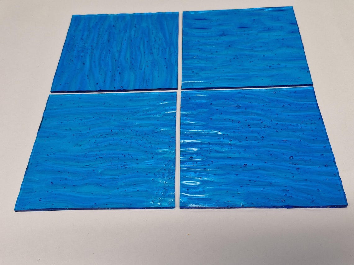 4 Pieces, Stained Coloured Glass Sheet, Size 10 X 10 Cm, 3 Mm Thickness ...