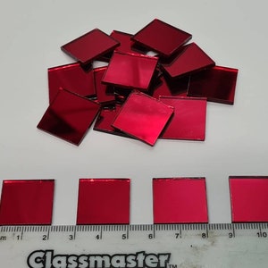 200 Pieces, Red Ruby Glass Mirror Tiles, Size Approx 2 X 2 Cm ...