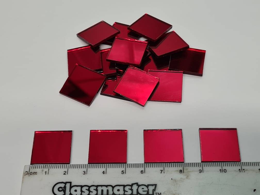 200 Pieces, Red Ruby Glass Mirror Tiles, Size Approx 2 X 2 Cm ...