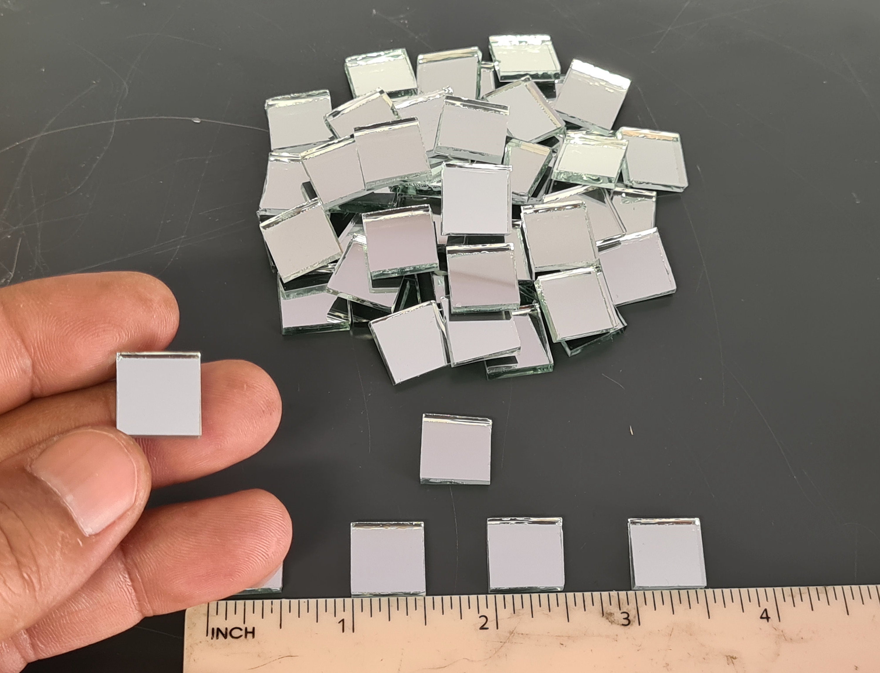 100 Pieces, Silver Glass Mirror Tiles, Size Approx 1/2" X 1/2 ...