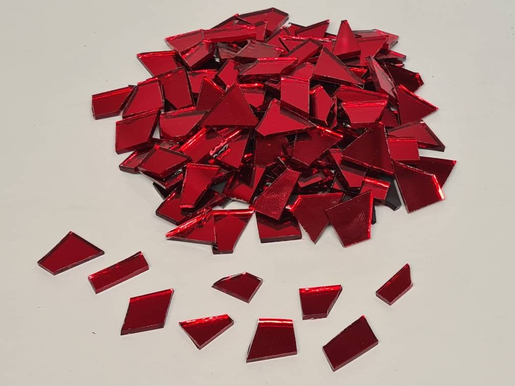 100 Pieces, Red Ruby Glass Mirror off Cuts, 1.8 Mm Thickness. Art&craft ...