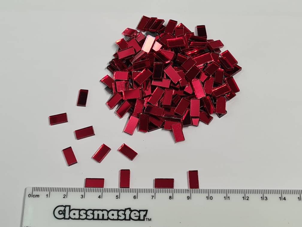 150 Pieces, Red Ruby Glass Mirror Tiles, Size Approx 0.5 X 1 Cm ...