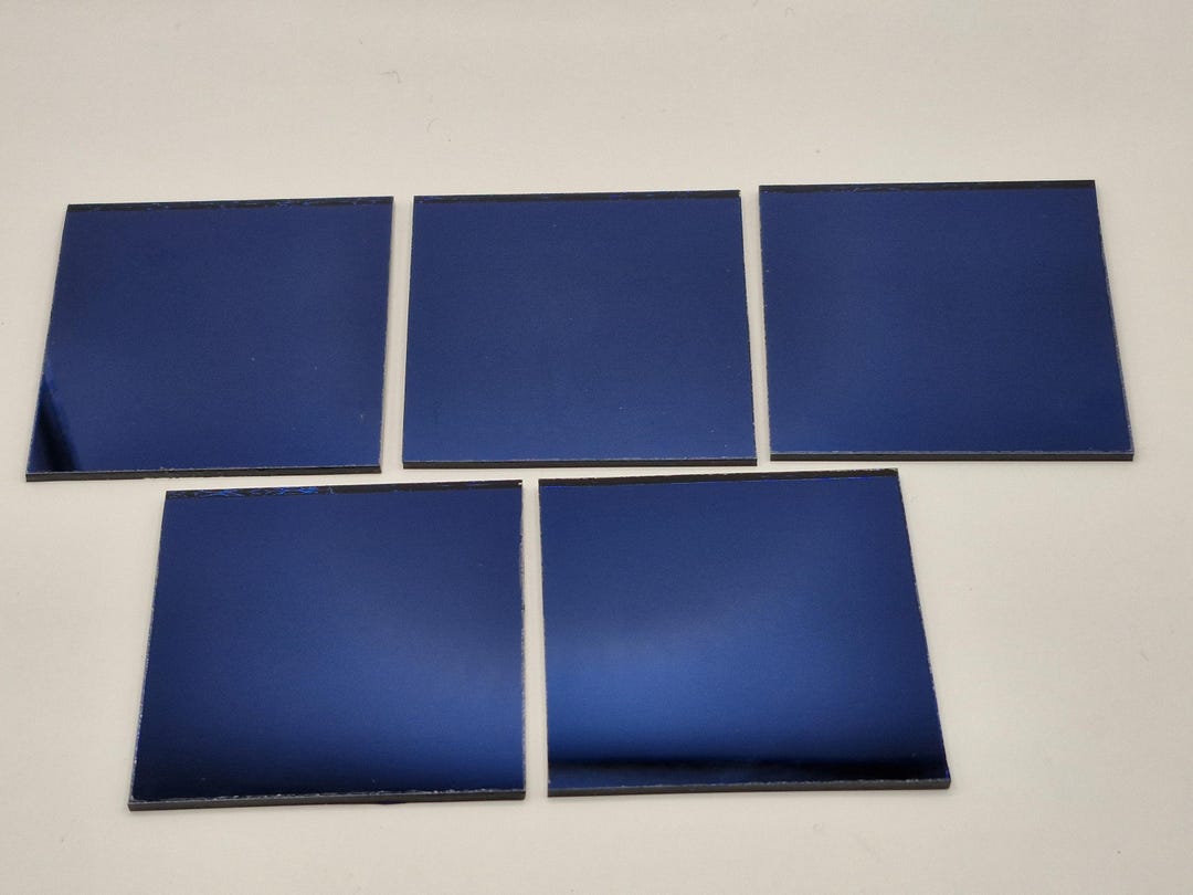 5 Pieces, Dark Blue Glass Mirror Tiles, Size 5 X 5 Cm, Thickness 1.8 Mm ...