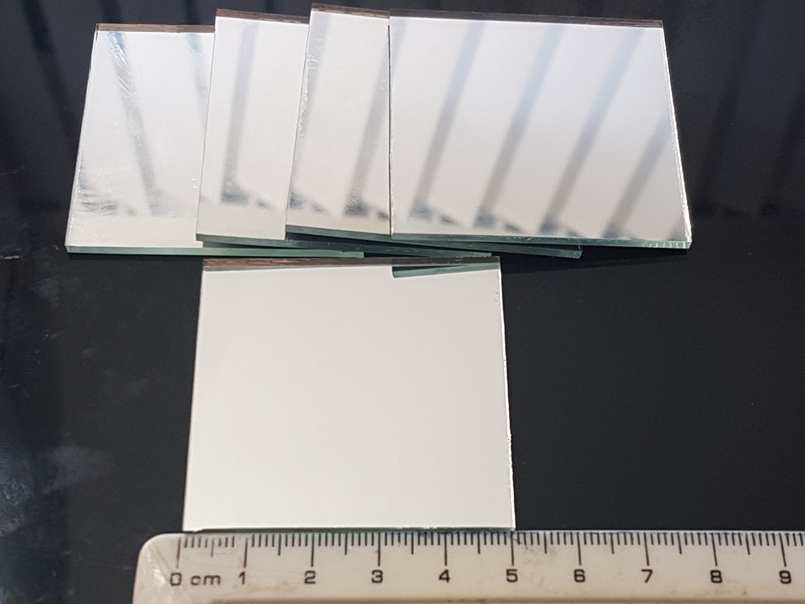 10 Pieces, Silver Glass Mirror Tiles, Size 5 X 5 Cm, Thickness 2 Mm ...