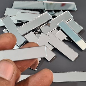 40 Pieces, Silver Glass Mirror Tiles, Size Approx: 1 X 4 Cm, Thickness ...