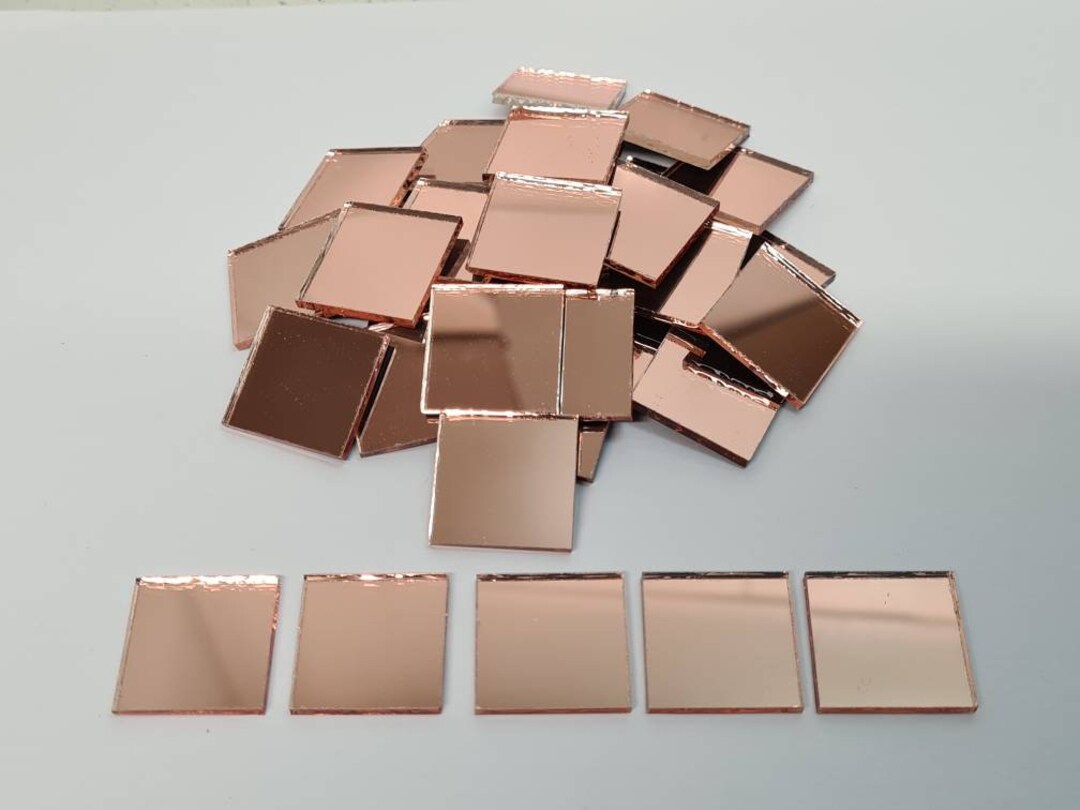 30 Pieces, Pink Rose Glass Mirror Tiles, Size 2 X 2 Cm, Thickness 1.8 ...