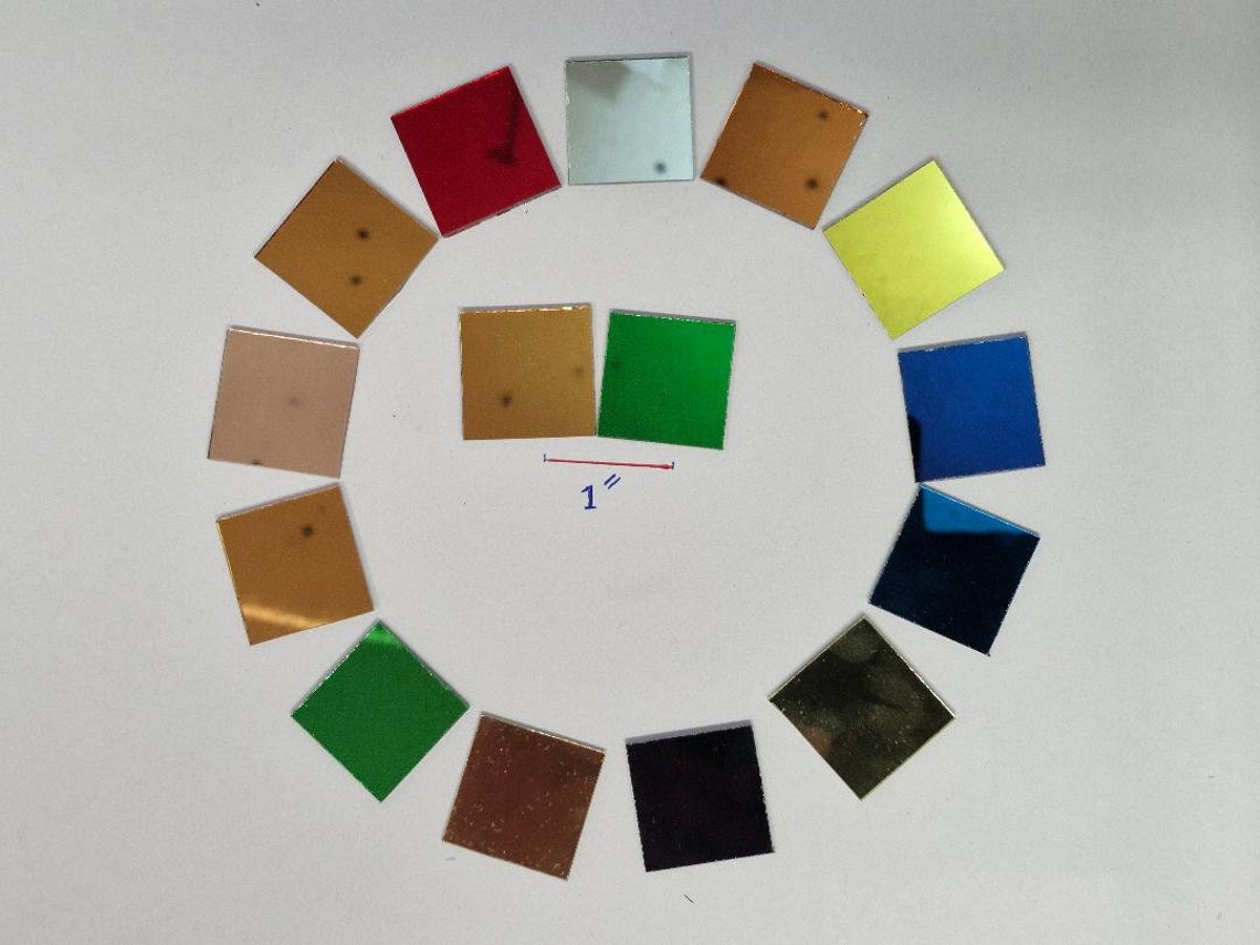 400 Mixed Colours Glass Mirror Tiles, Size Approx 1" X 1", 1.8 Mm ...