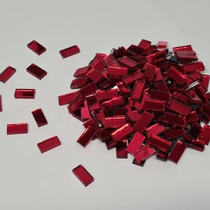 150 Pieces, Red Ruby Glass Mirror Tiles, Size Approx 0.5 X 1 Cm ...