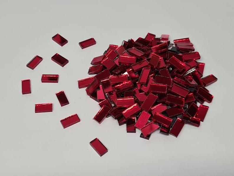 150 Pieces, Red Ruby Glass Mirror Tiles, Size Approx 0.5 X 1 Cm ...