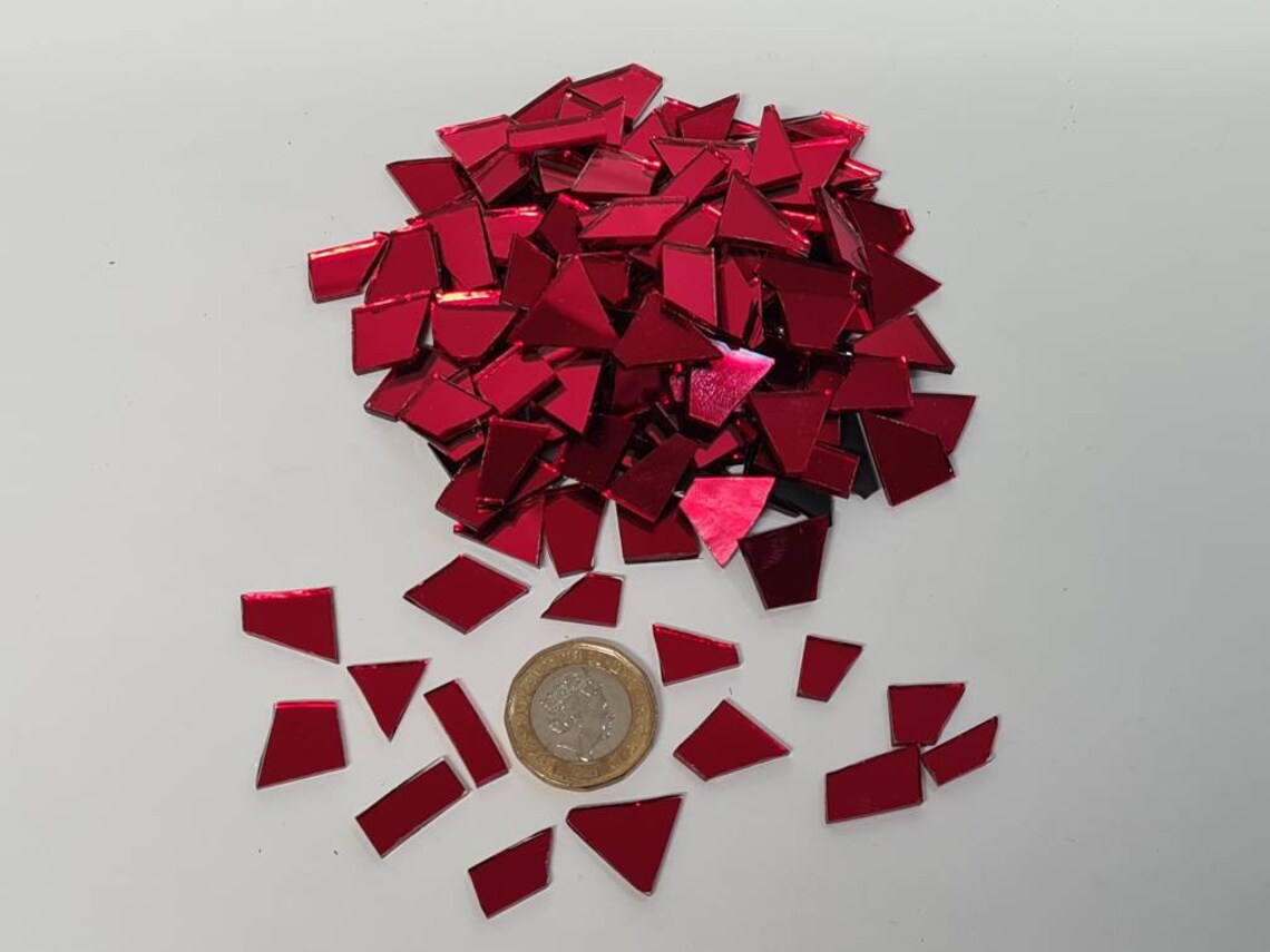 100 Pieces, Red Ruby Glass Mirror off Cuts, 1.8 Mm Thickness. Art&craft ...